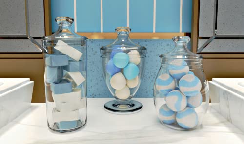 Amazing Abby - Adore - Acrylic Apothecary Jars (3-Piece Set), Plastic Jars with Lids, Bathroom Canisters, Vanity Organizers, Candy Buffet, Wedding Display, BPA-Free and Shatter-Proof