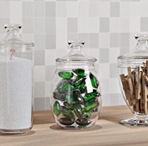 Amazing Abby - Adore - Acrylic Apothecary Jars (3-Piece Set), Plastic Jars with Lids, Bathroom Canisters, Vanity Organizers, Candy Buffet, Wedding Display, BPA-Free and Shatter-Proof