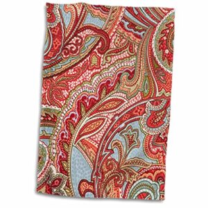 3d rose retro red n blue paisley pattern twl_60709_1 towel, 15" x 22"