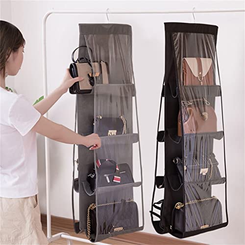 ZSEDP Hanging Handbag Storage Bag Non Woven Foldable Transparent Storage Bag Door Wall Sundries Shoe Rack Bag