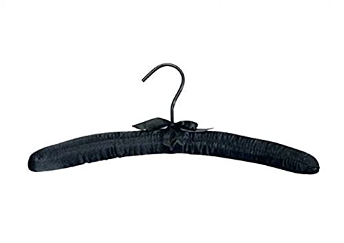 NAHANCO 806-25 15" Black Satin Padded Hanger with Matching Bow and Hook. Pack of 6 (Pack of 6)