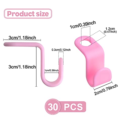 Clothes Hanger Connector Hooks, Begino Mini Cascading Hanger Hooks for Heavy Duty Space Saving, Durable Plastic Outfit Hanger Clips for Closet Load 20 Pounds(30Pcs Pink)