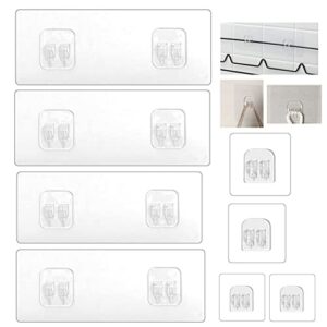 mgqfy 8 pcs shower caddy adhesive sticker hook replacement hooks mount for shower basket bathroom shelf soap dish holder for kitchen strip storage shelves (8)