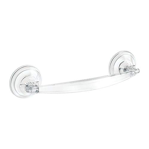 iDesign 52620 Plastic Power Lock Suction Towel Bar, Holder for Bathroom, Kitchen, Laundry Room, Mudroom, 11.2" x 5.65" x 2.35", Clear