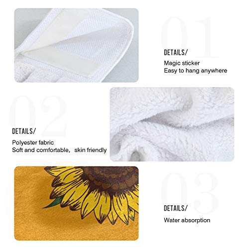 Cute Spring Sunflower Microfiber Hanging Kitchen Towels 2 Pack Rustic Valentine Quotes Floral Soft Hand Towel with Loop for Bathroom Kitchen Powder Room Oven Absorbent Washcloth