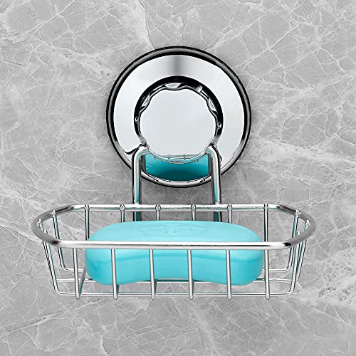 iPEGTOP Super Powerful Vacuum Suction Cup Soap Dish Soap Saver - Rustproof 304 Stainless Steel Sponge Soap Holder for Bathroom, Shower, Sink, Kitchen