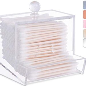 Acrylic Qtip Holder for Qtip Brand Cotton Swabs, Qtip Dispenser, Modern Bathroom Decor, Cotton Swab Holder, Cotton Swab Dispenser, Bathroom Organizer Countertop Bathroom Storage Vanity (Clear)