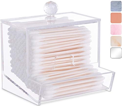 Acrylic Qtip Holder for Qtip Brand Cotton Swabs, Qtip Dispenser, Modern Bathroom Decor, Cotton Swab Holder, Cotton Swab Dispenser, Bathroom Organizer Countertop Bathroom Storage Vanity (Clear)