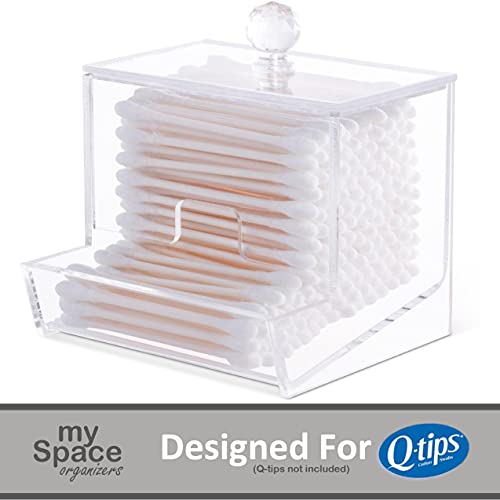 Acrylic Qtip Holder for Qtip Brand Cotton Swabs, Qtip Dispenser, Modern Bathroom Decor, Cotton Swab Holder, Cotton Swab Dispenser, Bathroom Organizer Countertop Bathroom Storage Vanity (Clear)