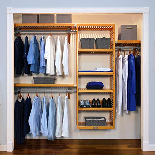 John Louis Home 16in Deep Deluxe Closet Organizer - Honey Maple Finish