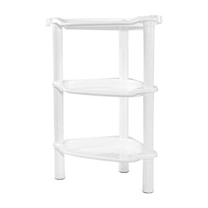 3 Tier Shower Caddy Organizer Shelf Corner, 13.5 x 10 x 26 Inches, Rustproof, Plastic Shower Rack Stands for Inside Bathroom, Bathtub, Shower pan, White(Round Slot White 3 Tier)