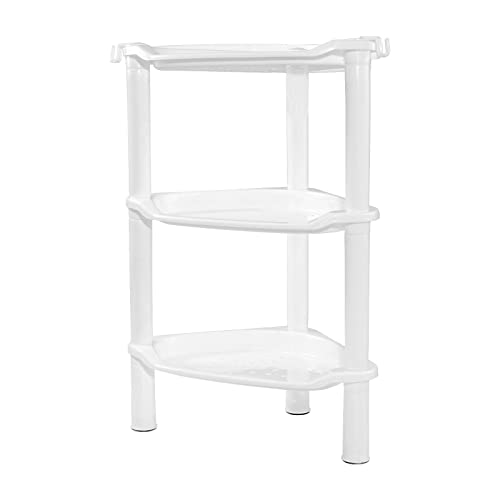 3 Tier Shower Caddy Organizer Shelf Corner, 13.5 x 10 x 26 Inches, Rustproof, Plastic Shower Rack Stands for Inside Bathroom, Bathtub, Shower pan, White(Round Slot White 3 Tier)