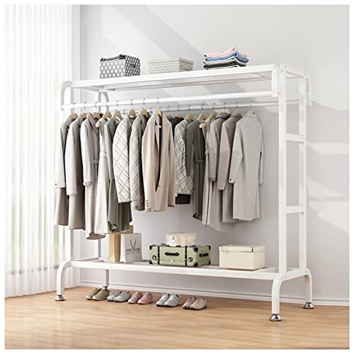 OTBK Garment Rack Heavy Duty Coat Rack Metal Clothing Rack with Bottom Shelf Garment Rack for Hanging Clothes Shirts Jeans and Coats (Color : White, Size : 150cm)