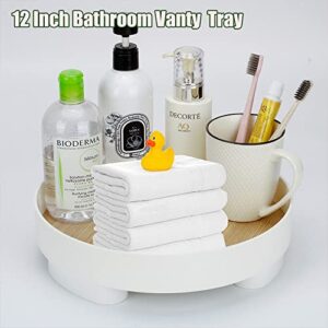 Round Bathroom Tray 2 Pack, Countertop Organizer Trays 12" and 9" Vanity Counter Tray Round Cosmetic Holder Decorative Tray Dresser Tray for Candle, Lotion Bottle, Cosmetics