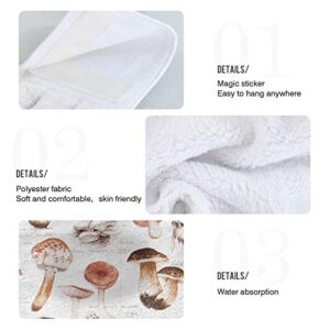 Oarencol Vintage Mushrooms Print Kitchen Hand Towel Absorbent Hanging Tie Towels with Loop for Bathroom 2 Pcs