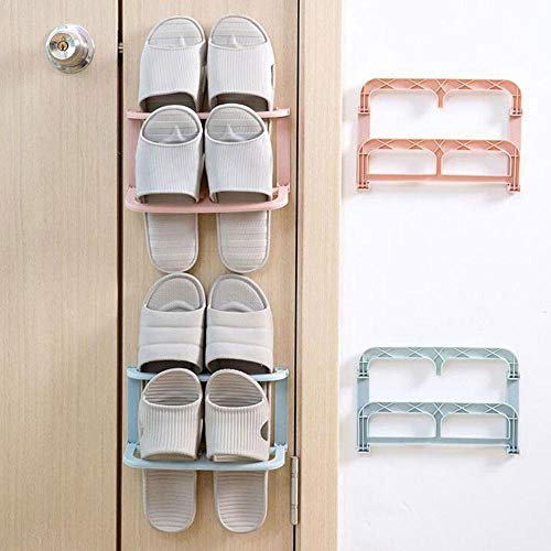 MFCHY Foldable Shoes Rack Double-Layer Slippers Rack Shoes Shelf Wall Slippers Rack Organizer Mount Storage Hanging Domestic Hold (Color : Black-JoJo's Bizarre Adventure1)