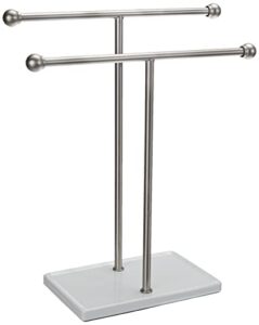 amazon basics double-t hand towel and accessories stand, nickel/white