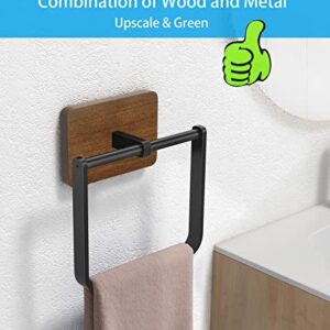 DOKU Metal Square Towel Ring, Hand Towel Holder for Bathroom, Towel Rack Hanger for Kitchen Wall Mount Heavy Duty Storage, Black and Brown