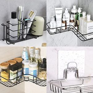 4pcs Shower Caddy Adhesive Sticker Hook Mount for Shower Caddy Basket Bathroom Shelf Soap Dish Holder Kitchen Sink Caddy Replacement Adhesive Hooks (Silver 4pack) (Transparent)