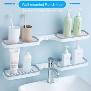 ZSSM Corner Shower Caddy 180° Rotatable Dual purpose No-Drilling Waterproof Wall Mounted Bathroom Shelf Organizer Rack Plastic, NO-Drilling Removable Bathroom ​Shower Shelf for Bathroom & Kitchen