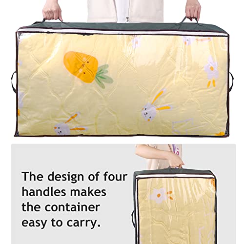 Underbed Storage Containers Large Storage Bags with Clear Window, Reinforced Handles, Thick Fabric for Blankets, Comforters, Clothing, Bedding