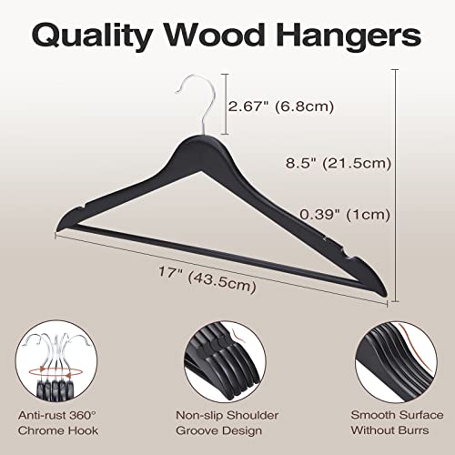 FairyHaus Belt Hangers 2Pack & Wooden Hangers 30 Packs Black