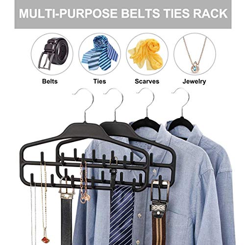 FairyHaus Belt Hangers 2Pack & Wooden Hangers 30 Packs Black