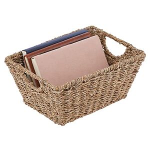 mDesign Natural Woven Seagrass Nesting Closet Storage Organizer Basket Bin for Kitchen Cabinets, Pantry, Bathroom, Laundry Room, Closets, Garage - 2 Pack - Natural/Tan