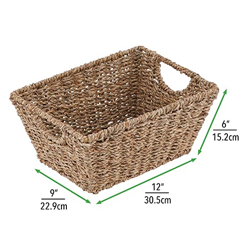 mDesign Natural Woven Seagrass Nesting Closet Storage Organizer Basket Bin for Kitchen Cabinets, Pantry, Bathroom, Laundry Room, Closets, Garage - 2 Pack - Natural/Tan