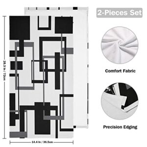 SHUSTARY 2 Pack Black and White Hand Towels for Bathroom,Soft Absorbent Quick-Dry Grey Geometric Abstract Kitchen Dish Towels Decorative Mid Century Bathroom Hand Towel for Face,Gym,Spa 14"x28"