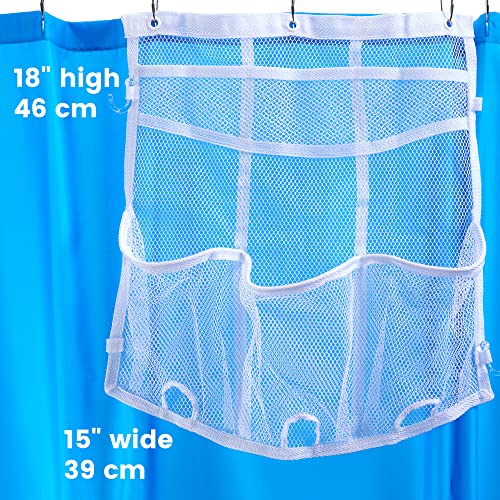 Smooth Trip Mesh Shower Organizer and Hanging Bathroom Caddy with Dispenser Pockets, Movable Hooks and No-Rust Grommets