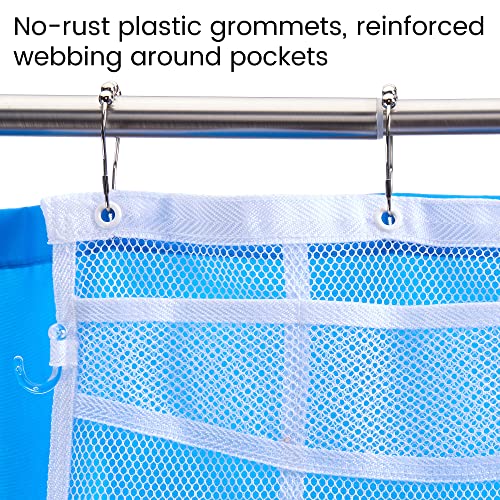 Smooth Trip Mesh Shower Organizer and Hanging Bathroom Caddy with Dispenser Pockets, Movable Hooks and No-Rust Grommets