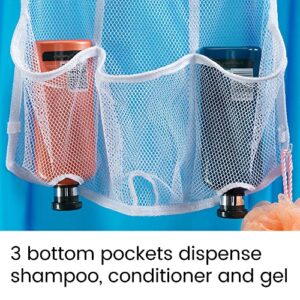 Smooth Trip Mesh Shower Organizer and Hanging Bathroom Caddy with Dispenser Pockets, Movable Hooks and No-Rust Grommets