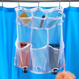 Smooth Trip Mesh Shower Organizer and Hanging Bathroom Caddy with Dispenser Pockets, Movable Hooks and No-Rust Grommets