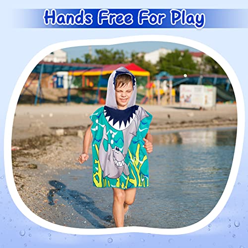 6 Pack Hooded Beach Towel for Kids Hooded Bath Towel 47 x 24 Inch Towel Poncho Kids Towel Set Microfiber Baby Towel for Girls Boys Between 1-7 Years Bathroom Beach Swim Supplies (Dinosaur, Shark)