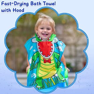 6 Pack Hooded Beach Towel for Kids Hooded Bath Towel 47 x 24 Inch Towel Poncho Kids Towel Set Microfiber Baby Towel for Girls Boys Between 1-7 Years Bathroom Beach Swim Supplies (Dinosaur, Shark)