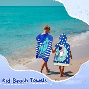 6 Pack Hooded Beach Towel for Kids Hooded Bath Towel 47 x 24 Inch Towel Poncho Kids Towel Set Microfiber Baby Towel for Girls Boys Between 1-7 Years Bathroom Beach Swim Supplies (Dinosaur, Shark)