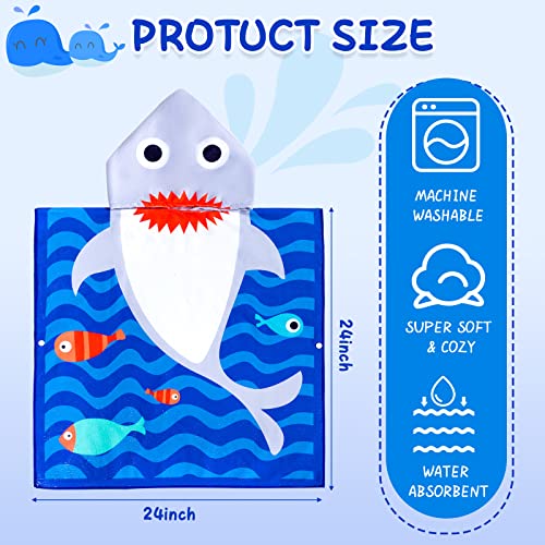 6 Pack Hooded Beach Towel for Kids Hooded Bath Towel 47 x 24 Inch Towel Poncho Kids Towel Set Microfiber Baby Towel for Girls Boys Between 1-7 Years Bathroom Beach Swim Supplies (Dinosaur, Shark)