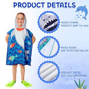 6 Pack Hooded Beach Towel for Kids Hooded Bath Towel 47 x 24 Inch Towel Poncho Kids Towel Set Microfiber Baby Towel for Girls Boys Between 1-7 Years Bathroom Beach Swim Supplies (Dinosaur, Shark)