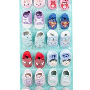 PACMAXI Over The Door Shoes Organizer for 12 Pairs of Baby Shoes Boys Girl, Hanging Baby Shoe Organizer with Hanger (Felt Material-Mint Green)