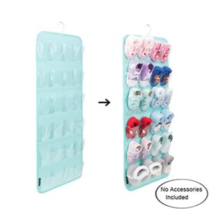 PACMAXI Over The Door Shoes Organizer for 12 Pairs of Baby Shoes Boys Girl, Hanging Baby Shoe Organizer with Hanger (Felt Material-Mint Green)