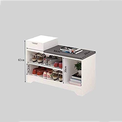 MFCHY White 3 Tier Shoe Racks Storage Bench with Seat and Drawer Hallway Furniture Wooden (Color : E)