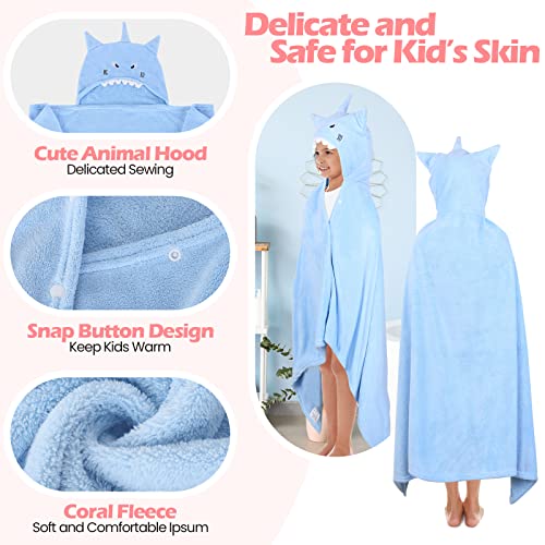 Moukeren 3 Pieces Bamboo Hooded Towel for Kids 27.5 x 50 Inch Large Size Kids Bath Towel Kids Absorbent Bathrobe Blanket for Kids 3-10 Yrs Boys Girls Shower