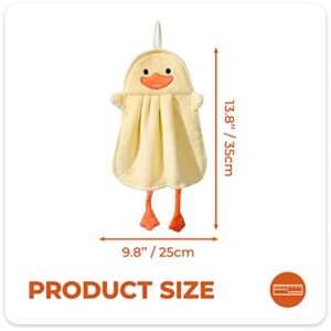 Tyrafry Cute Duck Hand Towels Super Soft Microfiber Bathroom Towels Water Absorbent Machine Washable Kitchen Towels Decorative Hand Towels with Hanging Loop, Yellow