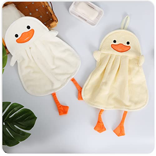 Tyrafry Cute Duck Hand Towels Super Soft Microfiber Bathroom Towels Water Absorbent Machine Washable Kitchen Towels Decorative Hand Towels with Hanging Loop, Yellow