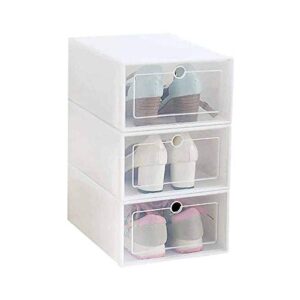 MFCHY Stackable Shoe Storage,Multifunction Unisex Transparent Shoes Storage Box with Cover 34x24x13cm