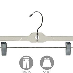 The Great American Hanger Company Clear Plastic Bottom, Box of 100 Flat Pant Hanger s with Adjustable Cushion Clips and Polished Chome Swivel Hook - 666050