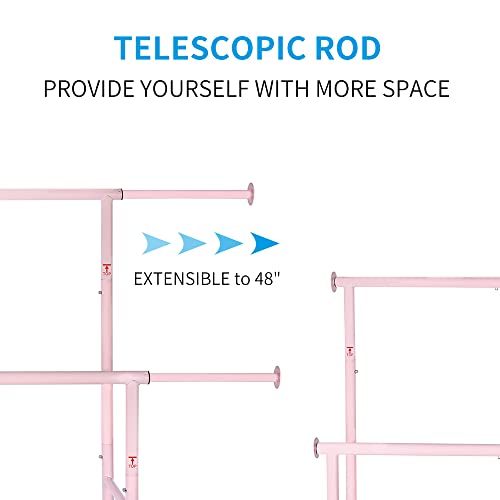 Fishat Horizontal and Vertical Pink Double Rod Garment Rack