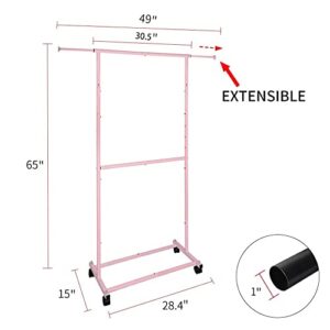 Fishat Horizontal and Vertical Pink Double Rod Garment Rack