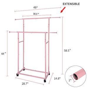 Fishat Horizontal and Vertical Pink Double Rod Garment Rack